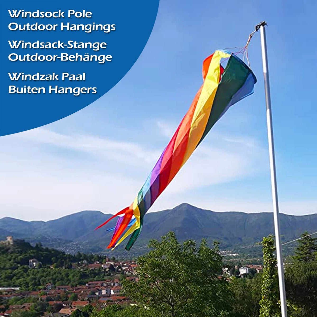 9KM 90cm Rainbow Spinning Turbine Windsock with Ball Bearing Swivels f – 9km-dwlife