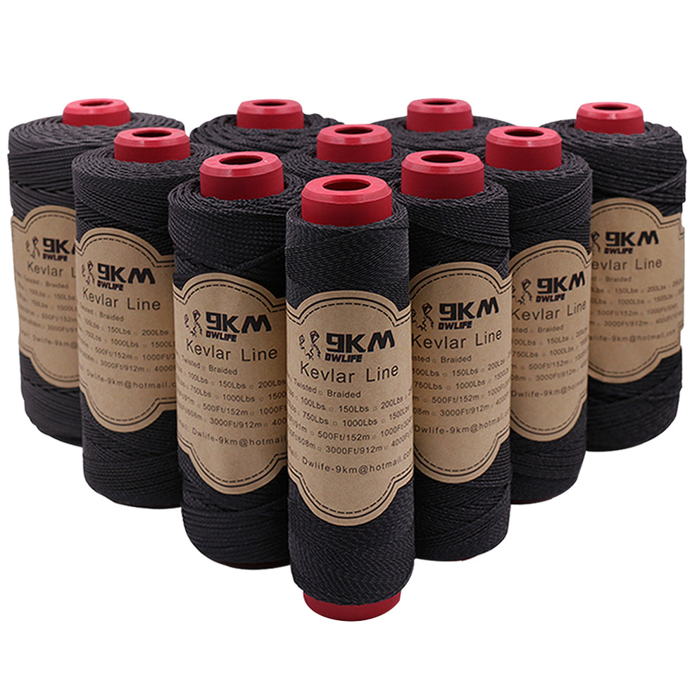 50lb-1500lb Black Braided Kevlar Line (On Spool) – 9km-dwlife