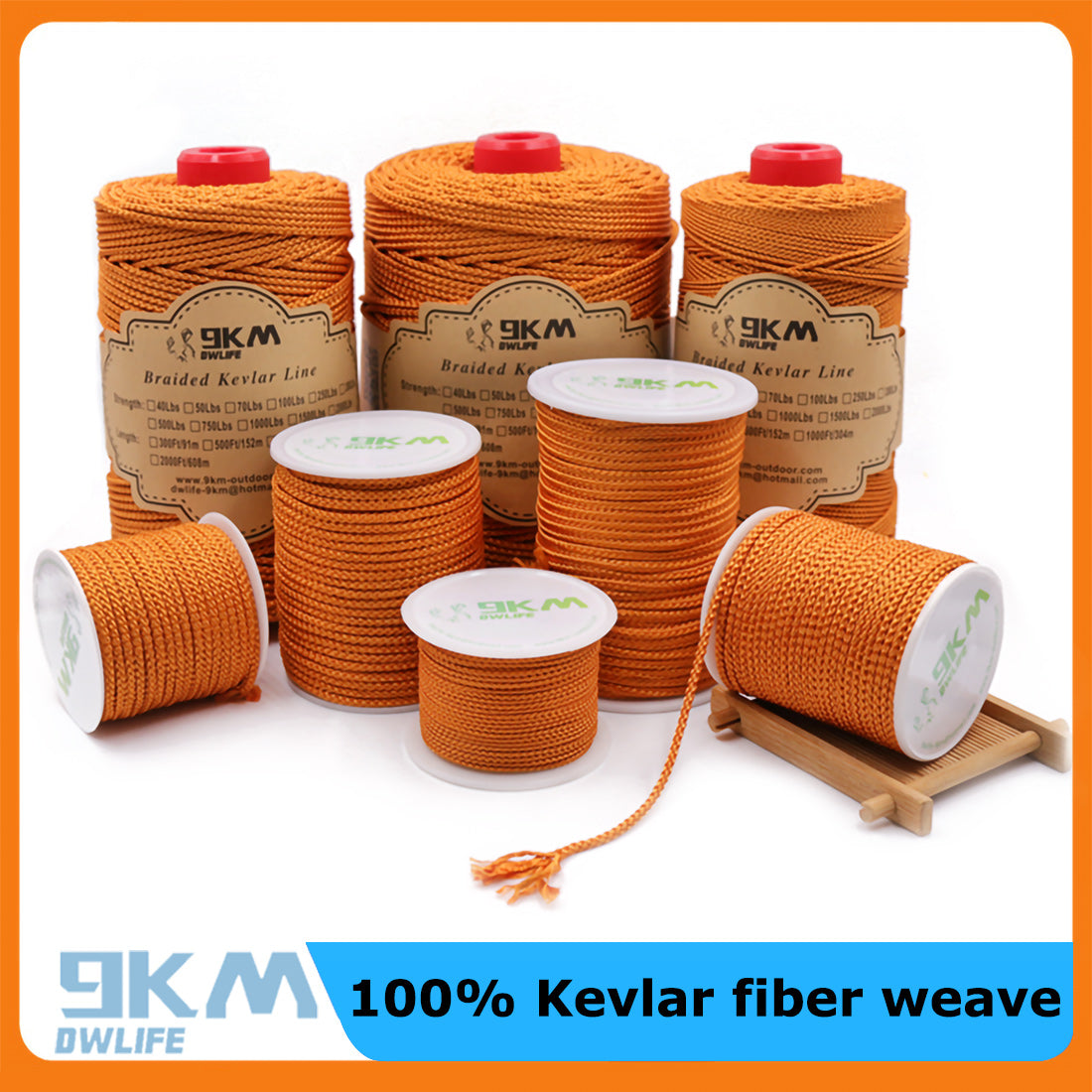 High Strength Orange Kevlar Line（On Spool） – 9km-dwlife
