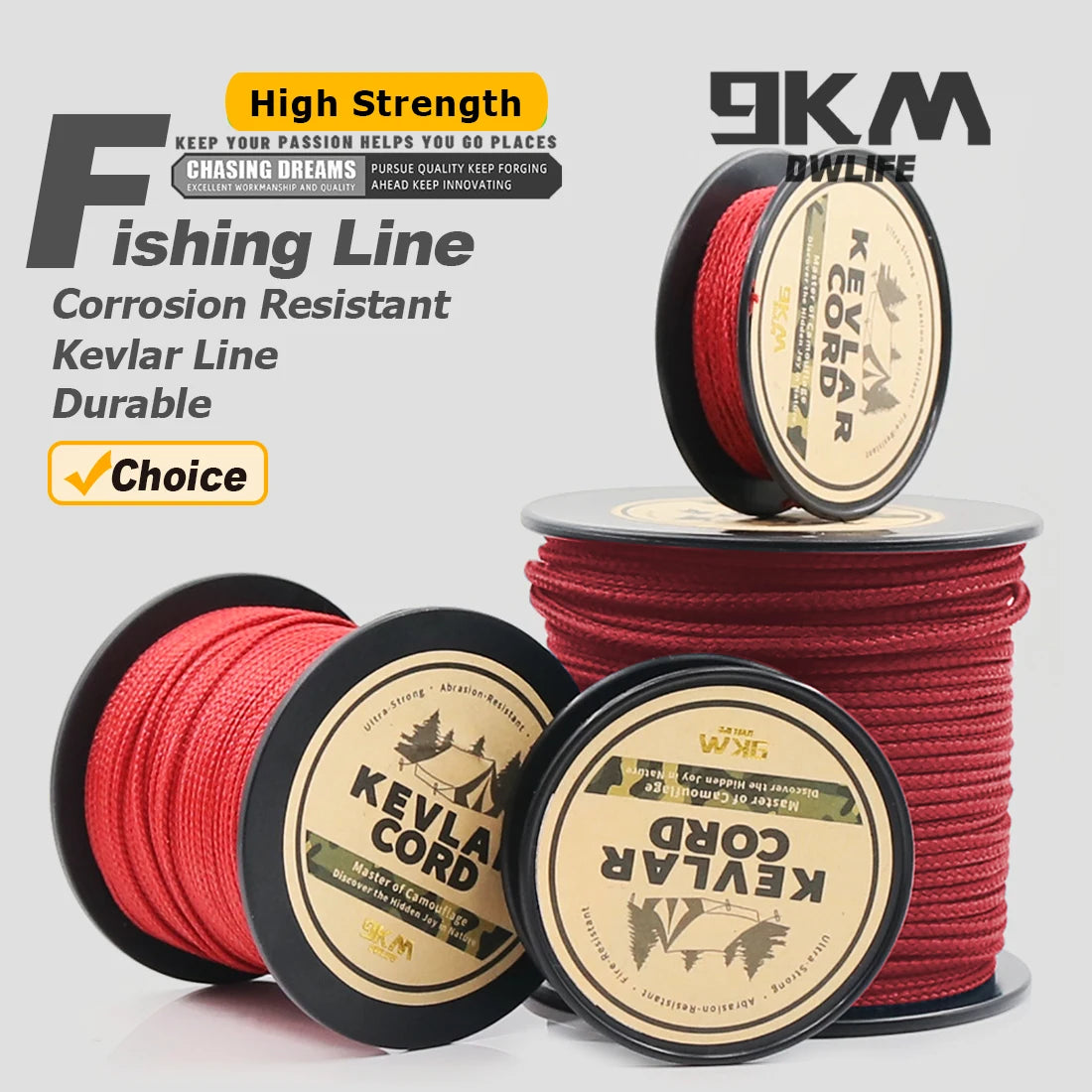 1mm~3.9mm Red Braided Kevlar Line – 9km-dwlife