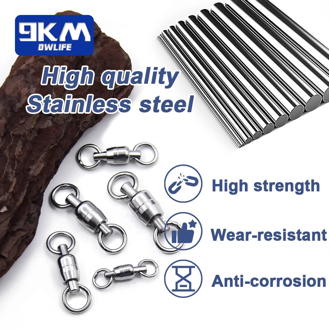 Ball Bearing Swivel 10~30Pcs Stainless Steel Solid Rings Fishing Swive ...