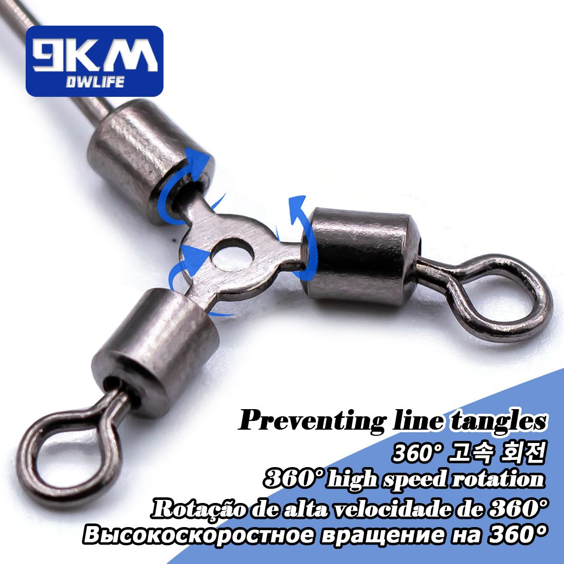 3-Way Swivel 25~50Pcs Fishing Rolling Swivel Connector Long Leg O-Shap ...