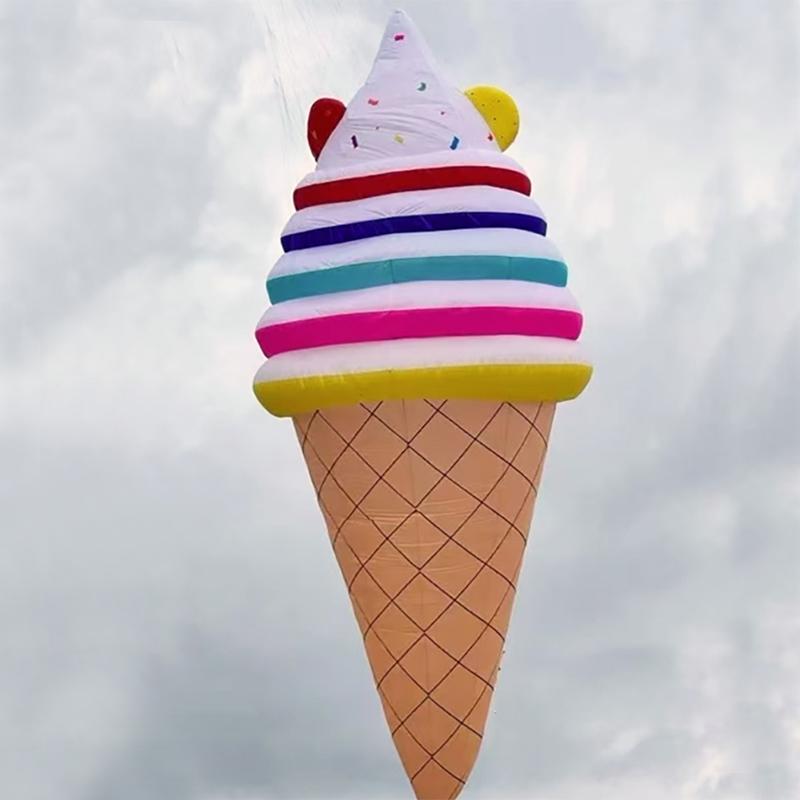 9KM 5m Ice Cream kite Line Laundry Pendant Soft Inflatable Show Kite f ...