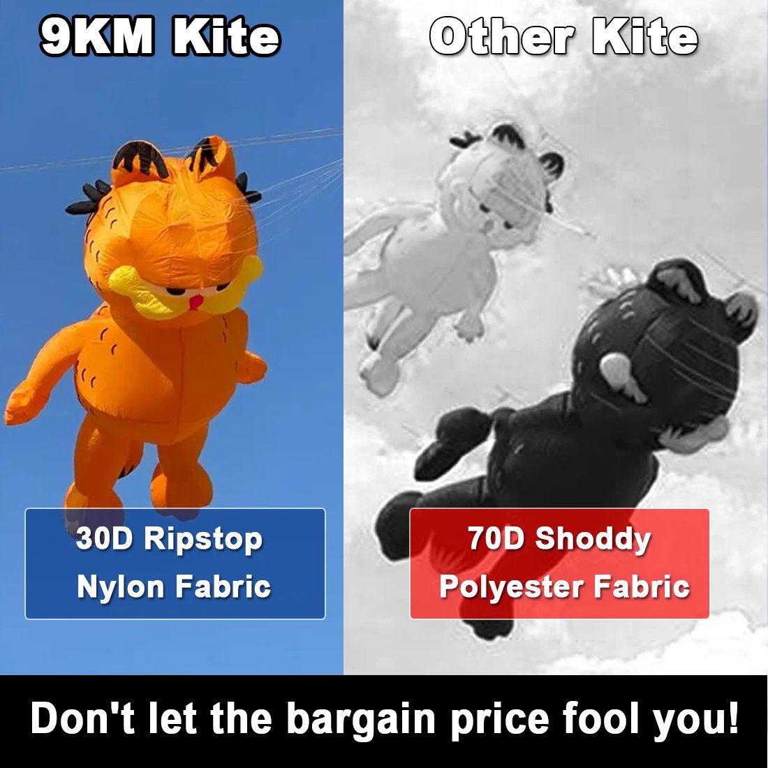 9KM 3.5m Cat Kite Line Laundry Kite Soft Inflatable Show Kite Pendant ...