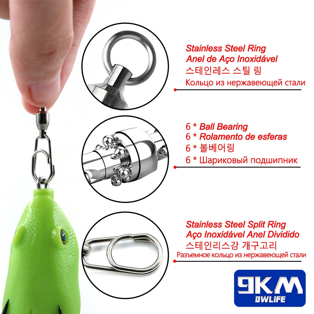 Fishing Connector Rolling Swivel Snap Stainless Steel Fishing Swivels ...