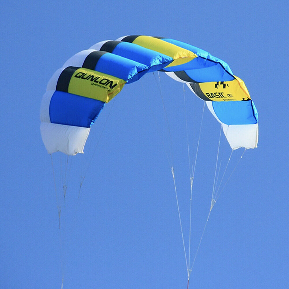 1sqm Power Traction Kites 2 x 20m x 220lb Flying Lines + Kite Wrist St ...